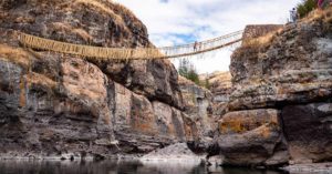 Q'eswachaka bridge, the last Inca rope bridge of the world